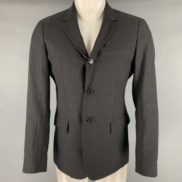 Marni | Suits & Blazers | Marni Grey Black Grid Wool Cotton Notch Lapel ...